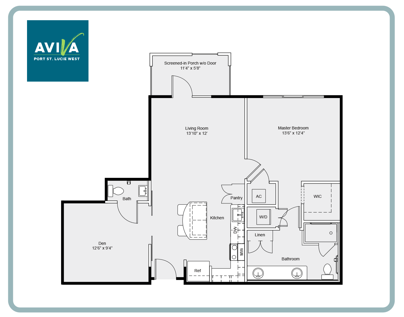 918 sq ft unit c 1 bedroom 1 . 5 bath den